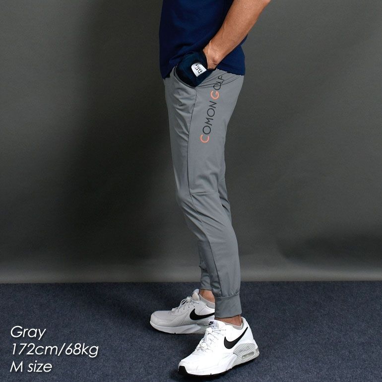 新品【COMONGOLF/コモンゴルフ】接触冷感素材春夏ジョガーゴルフパンツ/グレー(CG-23021)ゴルフウェア ロングパンツ アンクル丈 ウエストゴム ストレッチ 大きいサイズ M L ...