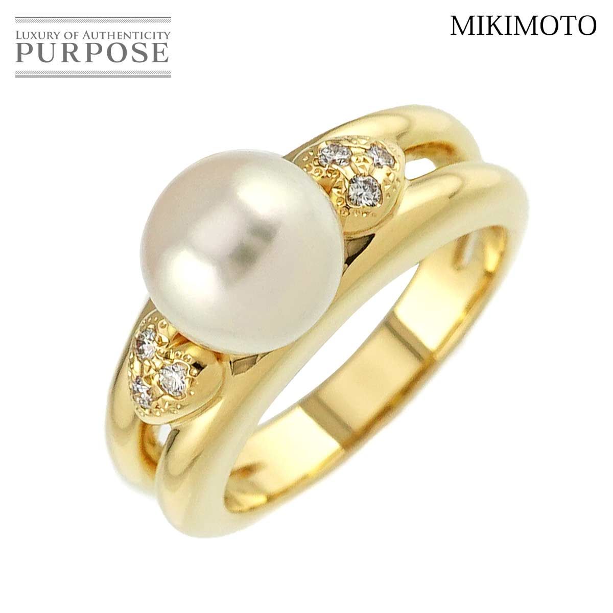 ミキモト MIKIMOTO 8号 リング アコヤ真珠 7.4mm ダイヤ K18 YG イエローゴールド 750 パール 指輪 Akoya Pearl Ring 90238720 - メルカリ