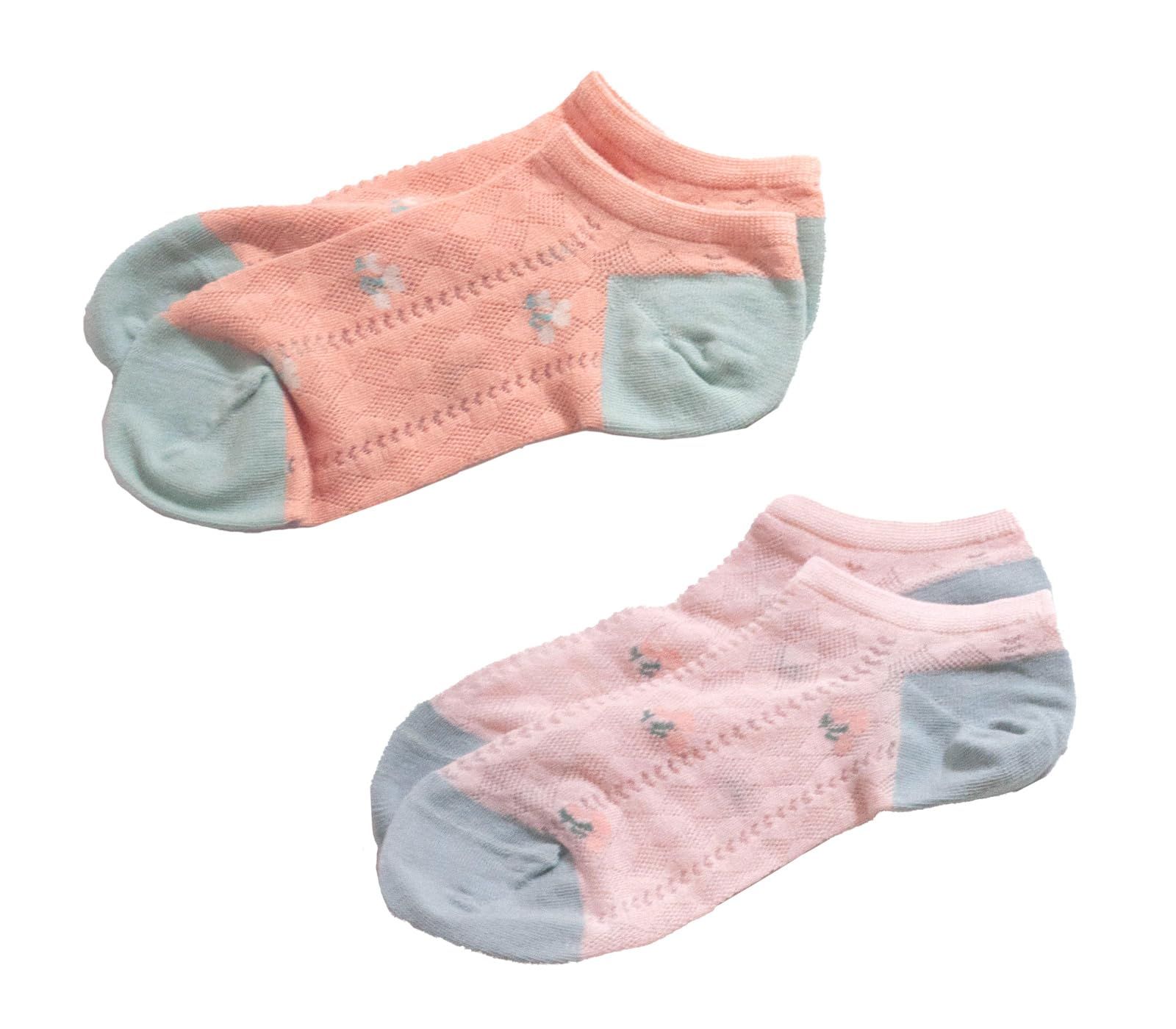 Chica Hurra 靴下 スニーカー ソックス レディース オレンジ＆ピンク 2足 セット クツシタ くつした そっくす SOCKS 女性 ...