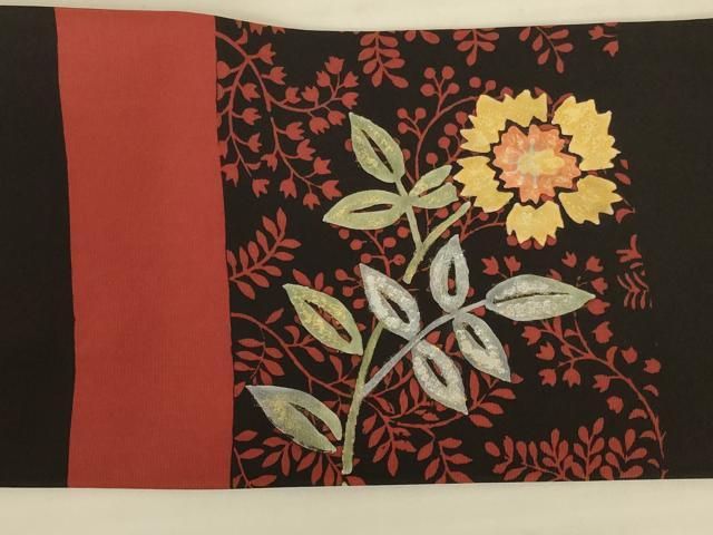 平和屋着物○九寸開き名古屋帯 総絞り 草花文 正絹 逸品 DAAU6755ob