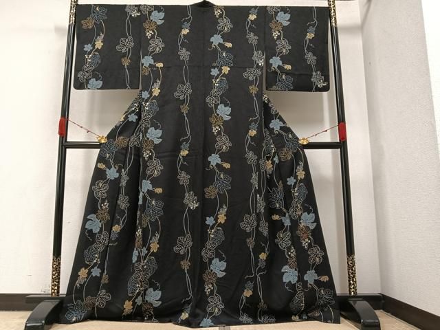 平和屋着物＃道行コート 藍 蔦の葉文 ロング丈 正絹 逸品 未使用