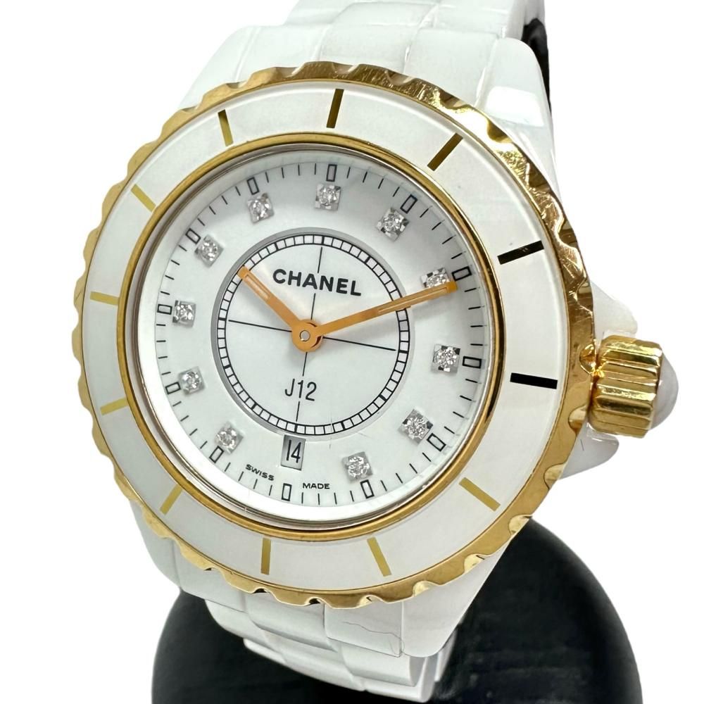 【CHANEL/シャネル】J12 H2181 腕時計 ホワイトセラミック/ステンレススチール/YG/ダイヤモンド11P クオーツ 白文字盤 ...
