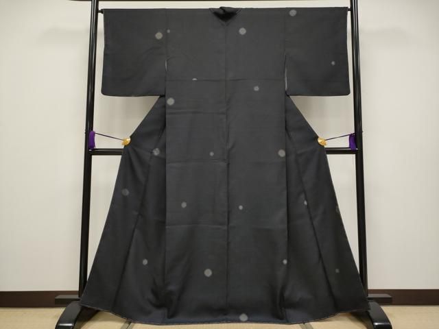 平和屋着物○上質なお召 縞 黒地 正絹 逸品 未使用 CAAU2643yc