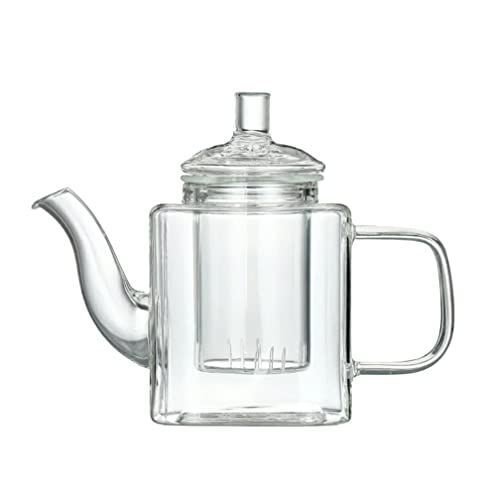 四方_400ml IwaiLoft 耐熱ガラス 急須 一人暮らし ティーポット ガラス 茶こし付き ガラス ?油ポット 醤油差し 液だれしない かわいい 小サイズ おしゃれ 急須 ガラス製 ...