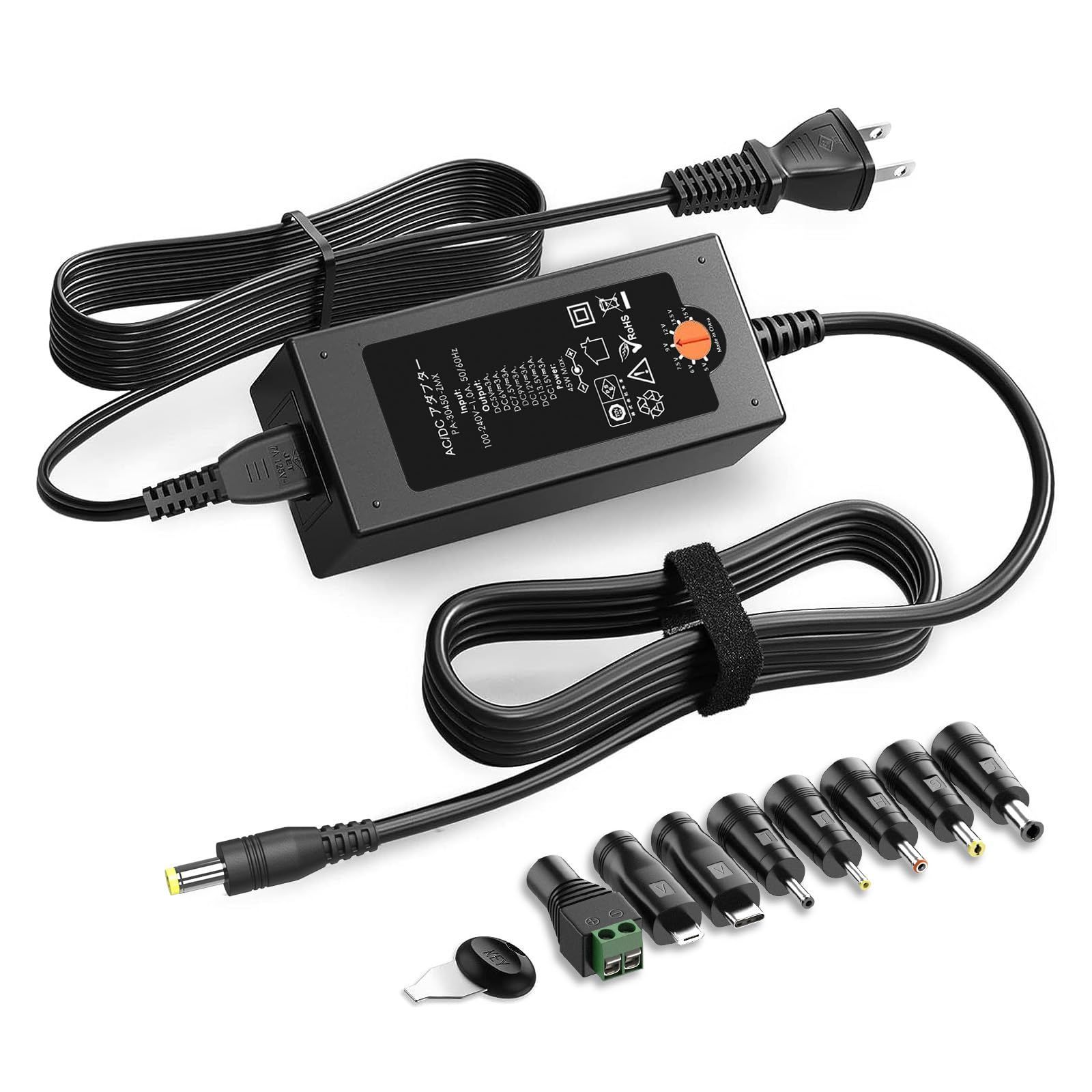 【特価商品】3A マルチ 電源 AC アダプター 15V 13.5V 12V 9V 7.5V 45W 6V 5V 3A 2A 1A ユニバーサルアダプター 5~15V家庭用電子機器 LED ...