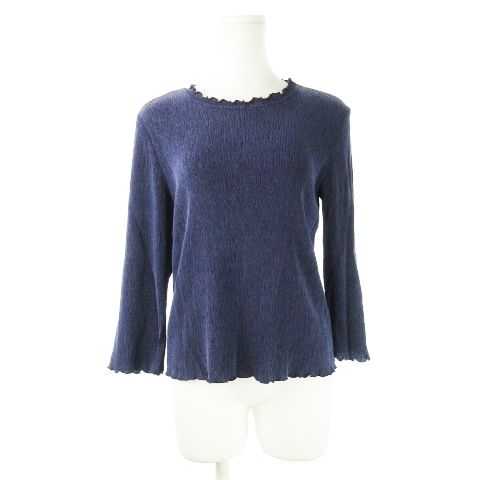 キャラバン CARAVAN カットソー ラウンドネック 七分袖 シワ加工 楊柳 メロウフリル ストレッチ 9 紺 ネイビー /CK6 - メルカリ