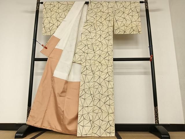 平和屋着物○上質な紬 よろけ麻の葉 正絹 逸品 未使用 AAAY0090zg