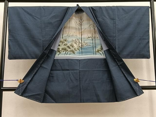 平和屋着物○男性 本場大島紬 アンサンブル 長羽織 100亀甲 総詰め