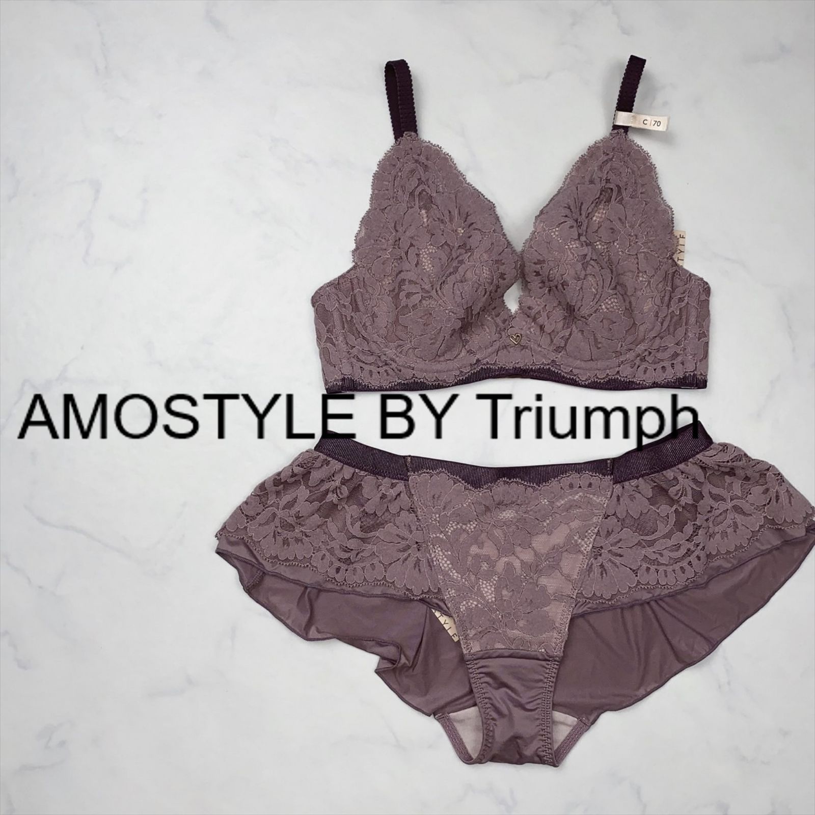 【新品タグ付き】AMOSTYLE BY Trimph アモスタイルバイトリンプ ブラジャー C70 ランジェリー ショーツ M 下着ㅤパープル 紫 刺繍ㅤ華やか レース - メルカリ