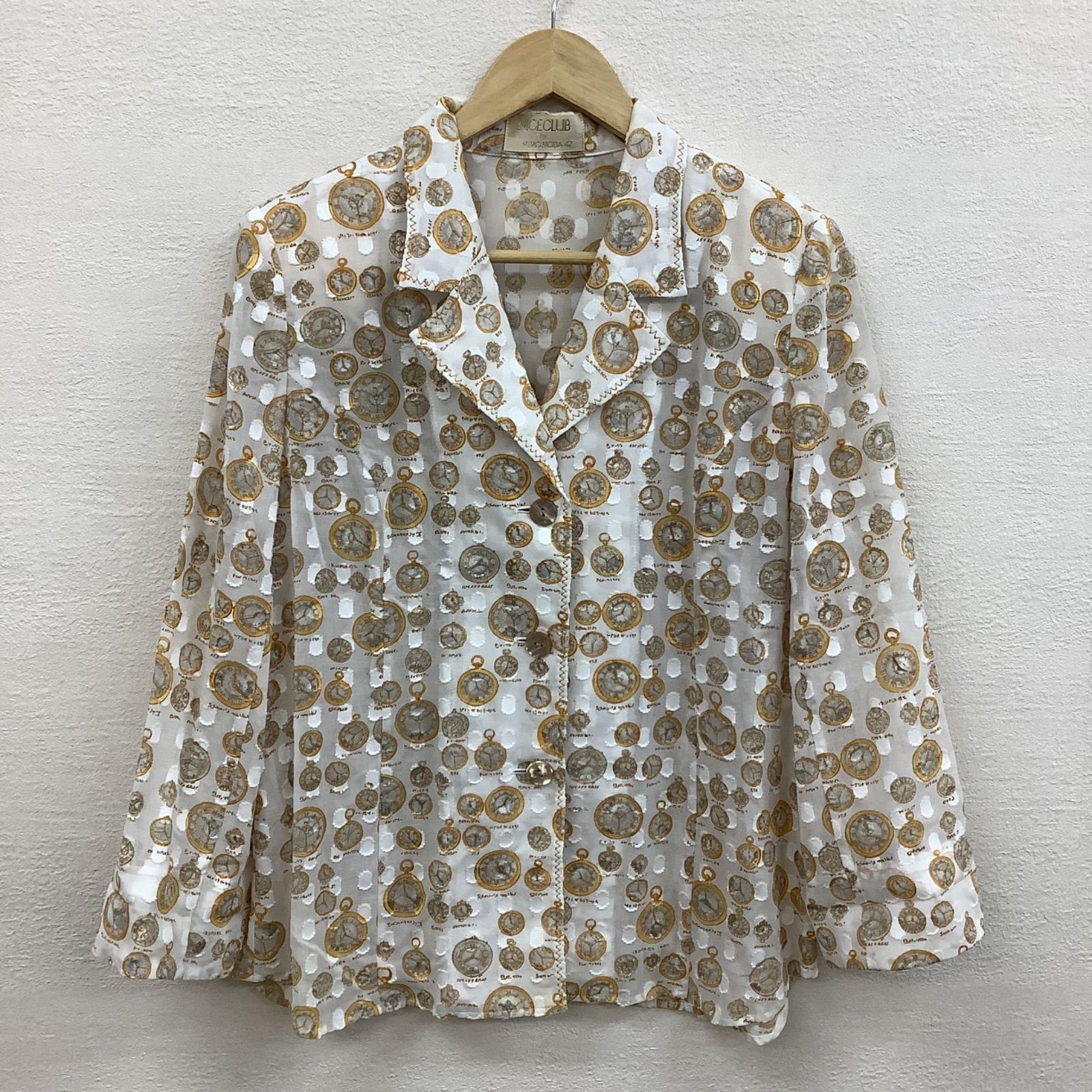 NICECLUB by MIMOMODA トップス シャツ シースルー 羽織 サイズ42 総柄 時計 - メルカリ