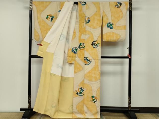 平和屋着物○上質な小紋 型染め 流水風景文 正絹 逸品 AAAZ8109ck