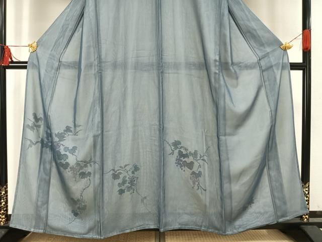 平和屋着物▽訪問着 無双 紗袷 紗×紗 手描き 葡萄文 金彩 正絹 逸品