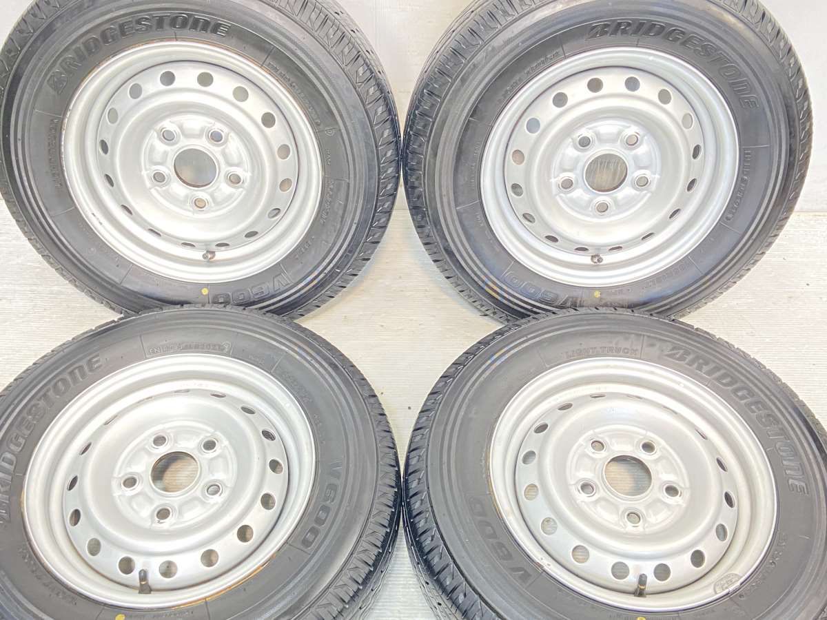 165R13 8PR ブリヂストン V600 ダイハツ純正 13x5.0 114.3-5穴 中古タイヤ サマータイヤ ホイールセット 4本 ...