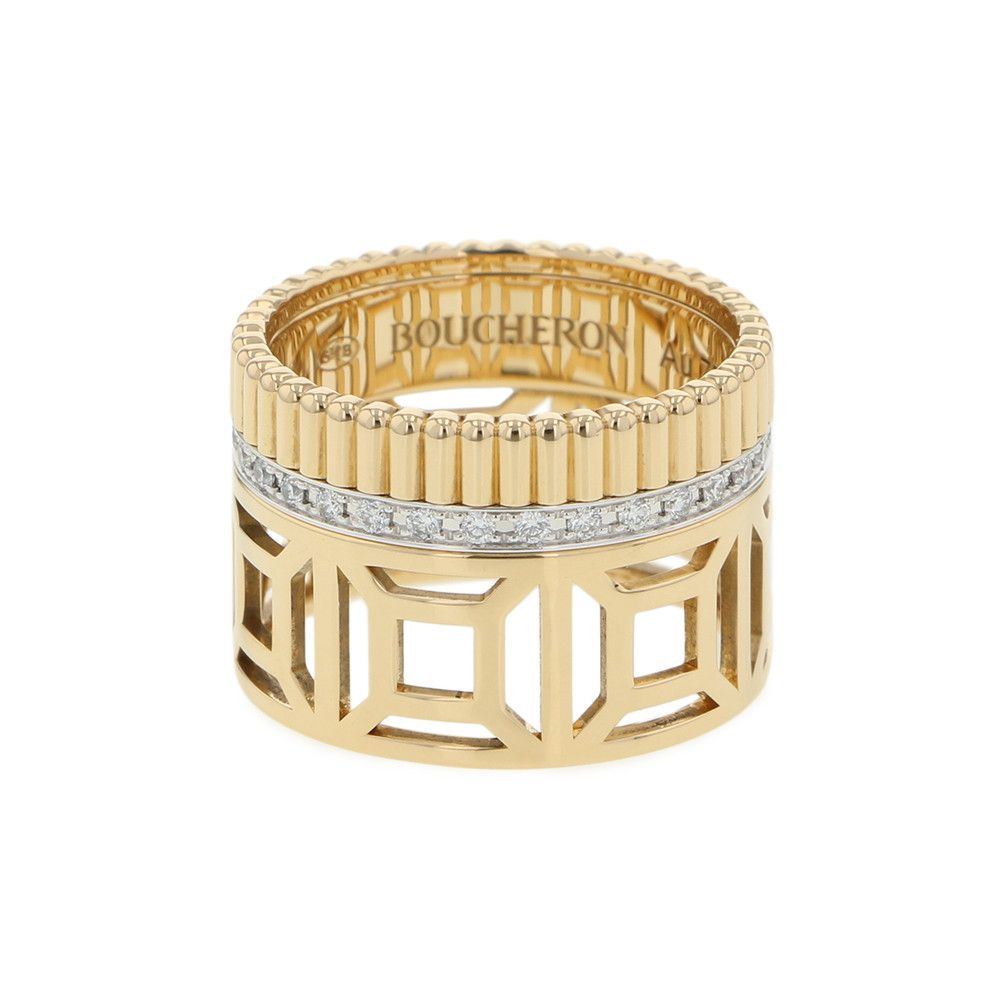 ブシュロン リング キャトル ラディアント オープンワーク リング ダイヤモンド 33P 計0.29ct K18YG/K18WG サイズ51 JRG03013 - メルカリ