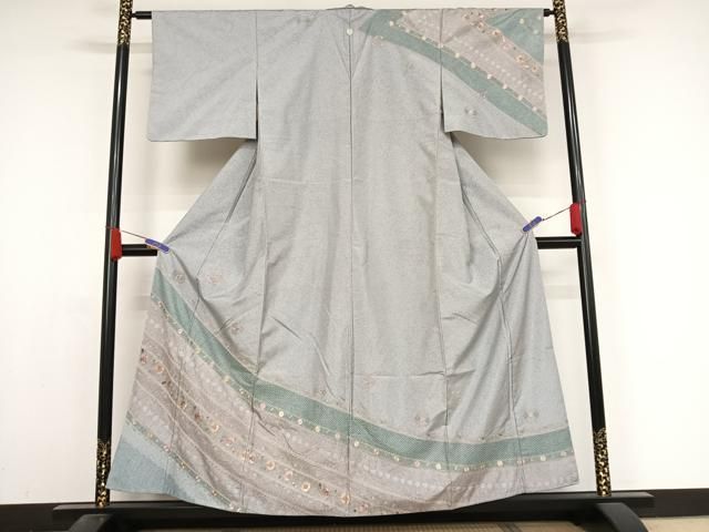 平和屋着物○総刺繍 訪問着 本場染大島紬 中国三大刺繍 スワトウ刺繍