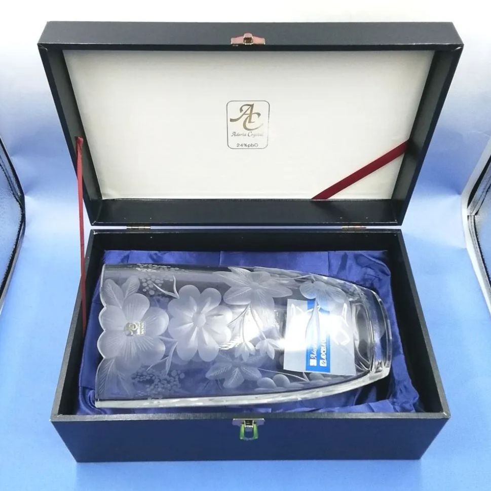 ADERIA CRYSTAL 24％ pbo アデリア クリスタル イタリア ITALY 花瓶 レトロ ヴィンテージ 当時の商品 新品未使用 ...