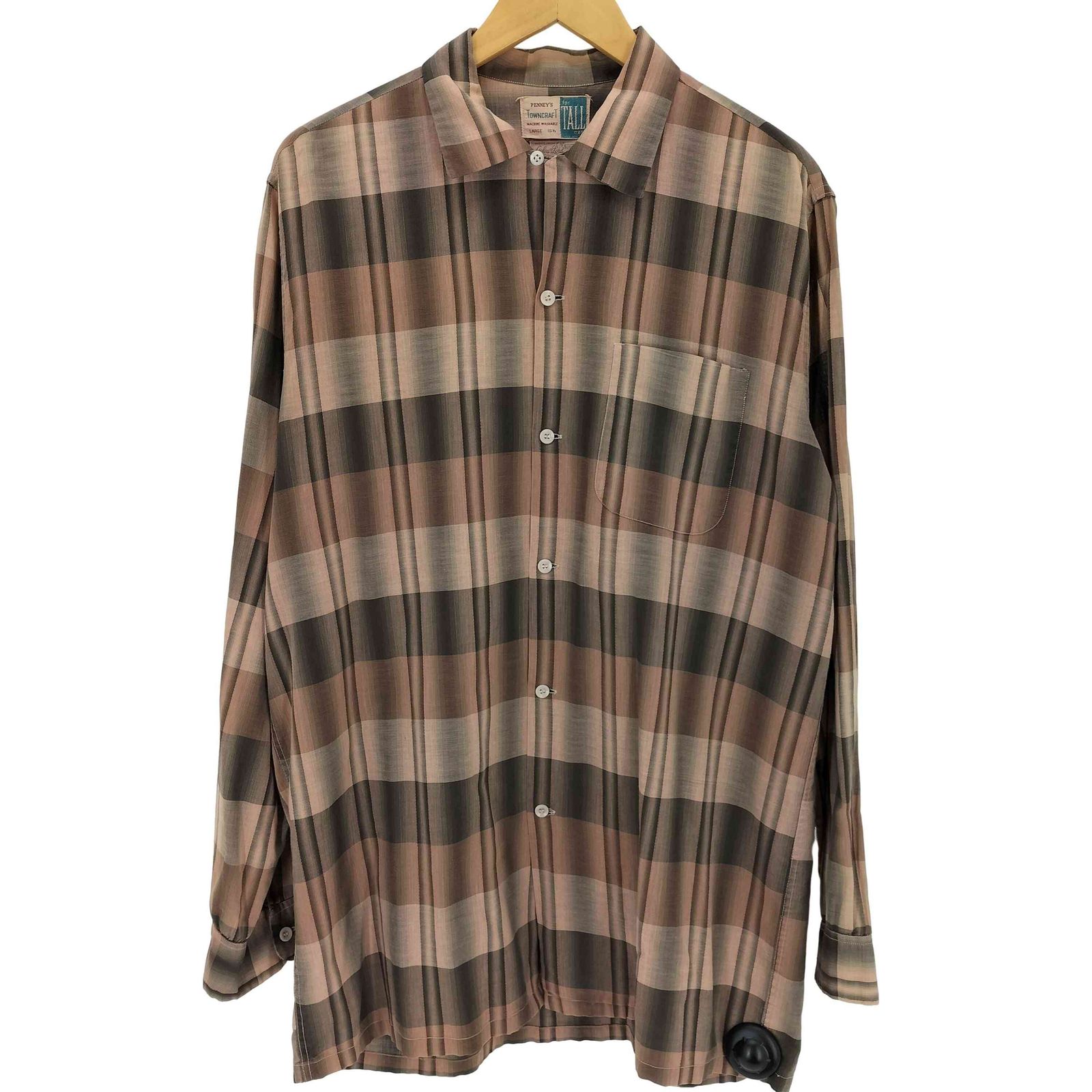 PENNEYS TOWNCRAFT(ペニーズタウンクラフト) 50-60S tall men galey lord Shadow Plaid Cotton Shirt メンズ  15-15 1/2【中古】【ブランド古着バズストア】 ぺニーズタウンクラフト PENNEYS TOWNCRAFT tall men galey lord