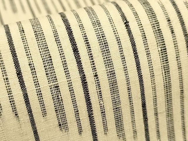 平和屋本店□極上 本場結城紬 重要無形文化財 九寸開き名古屋帯 縞