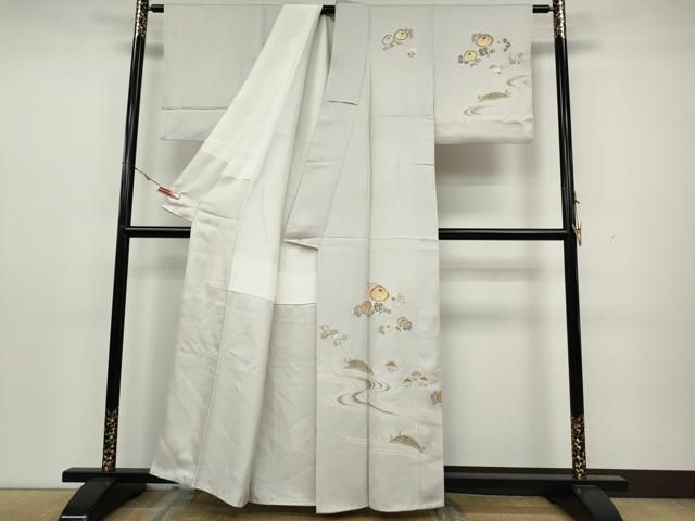 平和屋着物○訪問着 駒刺繍 万寿菊籬流水文 金彩 正絹 逸品 CAAY4859ut