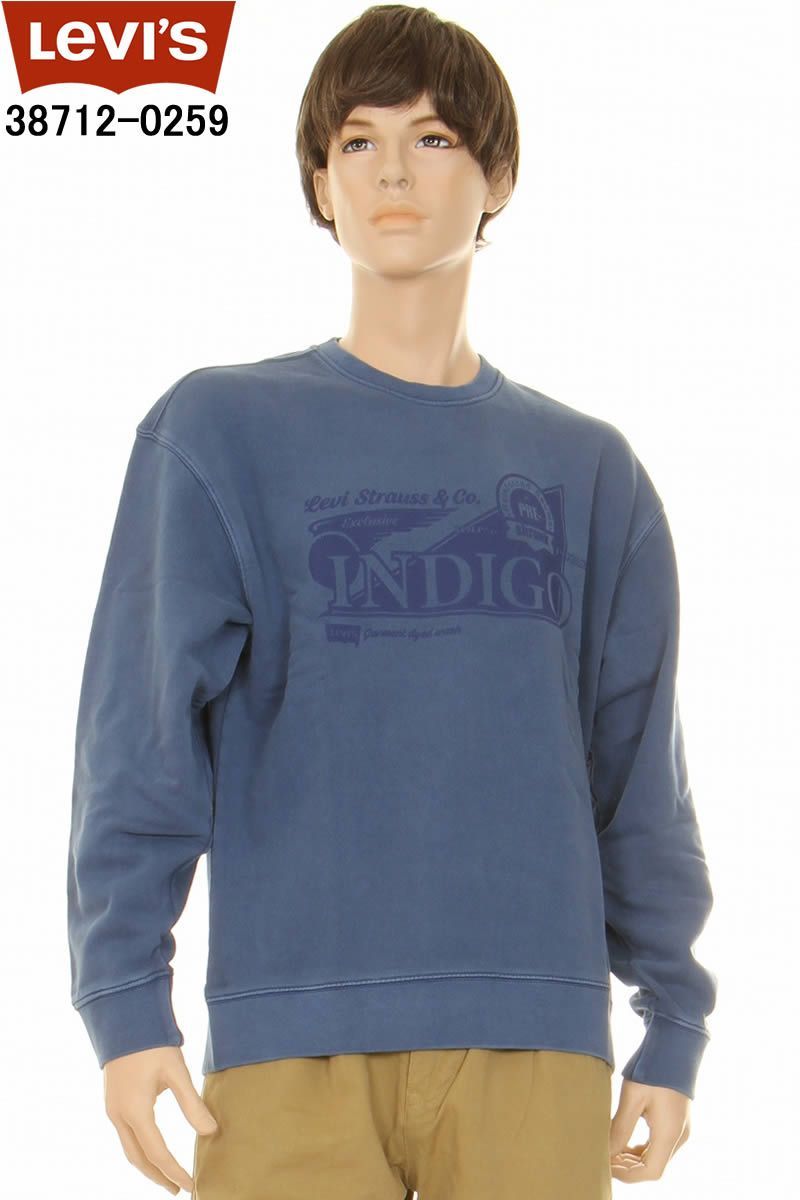 Levi's リーバイス 38712-0259 グラフィック クルーネックスウェットシャツ カラーブルー INDIGO リーバイススウェット ...