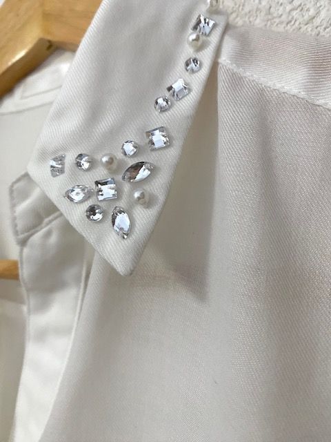 DRESKIP ドレスキップ トップス シャツ ブラウス レディース 長袖 ビジュー 薄手 透け感 オフィス ホワイト サイズ L (株)ワールド - メルカリ