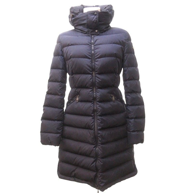 モンクレール MONCLER FLAMETTE フラメッテ ダウンコート ジャケット フーディ ロゴ ダブルジップ 紺 ネイビー 0 約S ...
