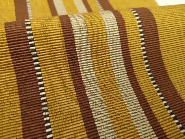 平和屋着物●本場黄八丈　八寸名古屋帯　一重帯　間道　正絹　逸品　DAAU5311ps 平和屋着物○本場黄八丈 八寸名古屋帯 一重帯 間道 正絹 逸品