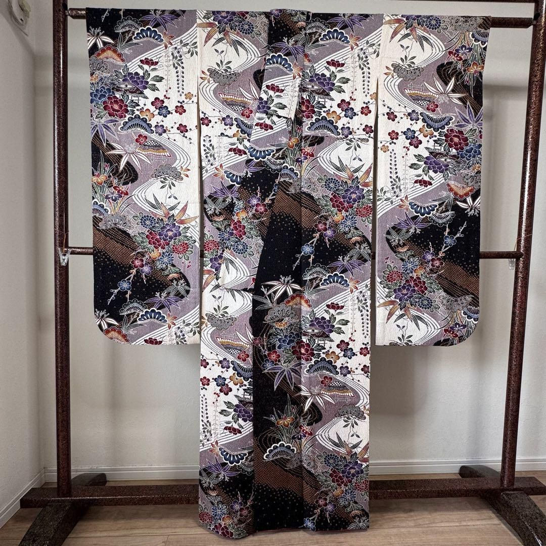 平和屋着物○豪華振袖 紋意匠 色無地 鉛丹色 正絹 逸品 AABB1290np