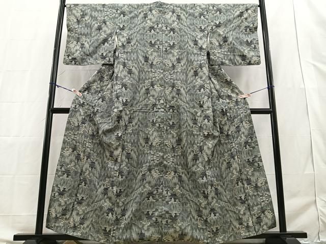 平和屋着物□本場大島紬 7マルキ 幾何学文様 正絹 逸品 CAAU0722ev