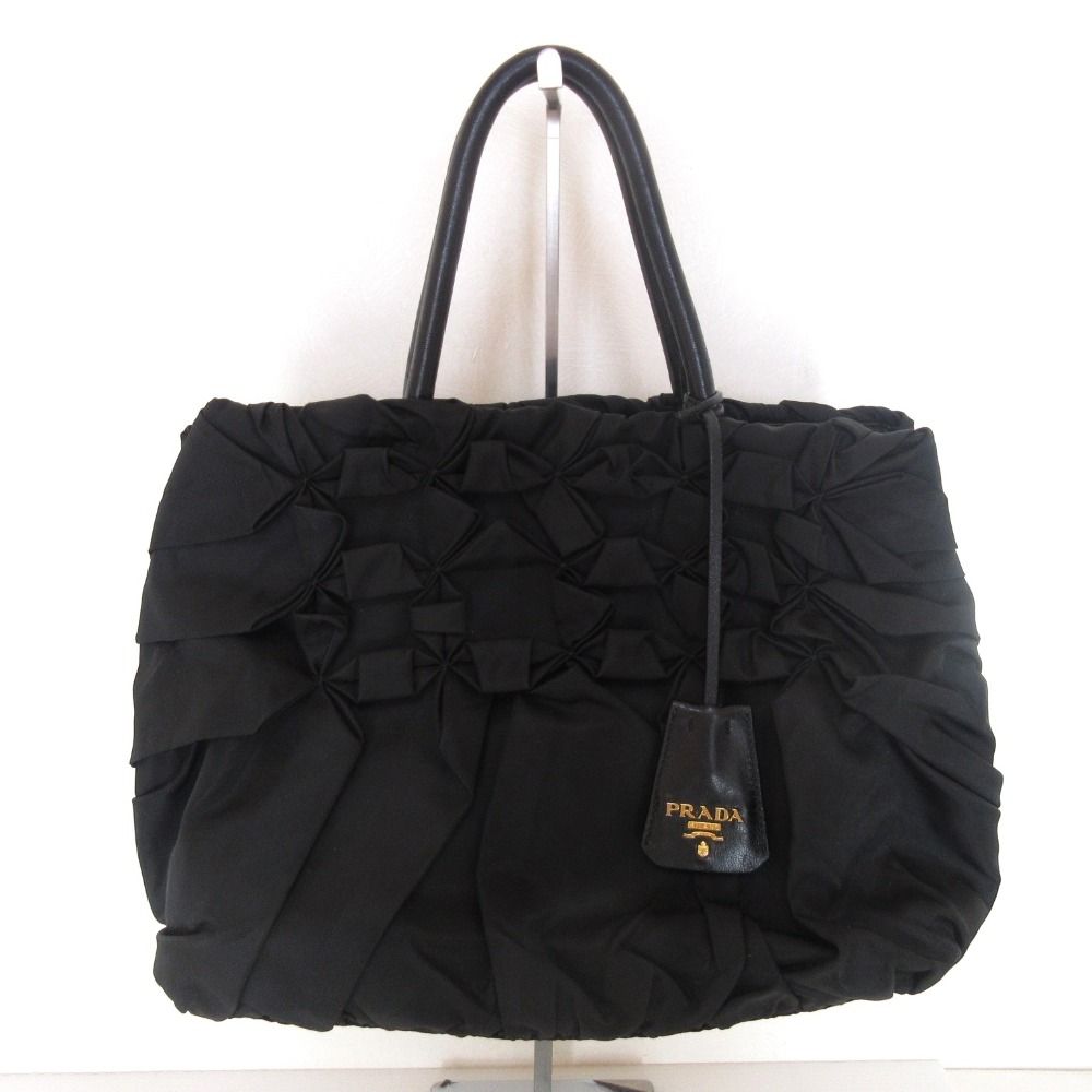 美品 PRADA プラダ フリル ナイロン トートバッグ BN1701 ブラック レディース 古着 中古 USED - メルカリ