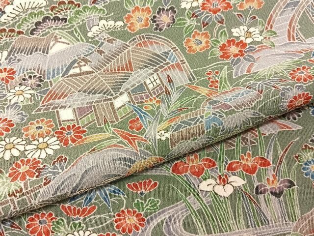 平和屋本店□極上 小紋 紅型 蜀江松竹梅花文 鬼しぼ縮緬 逸品 未