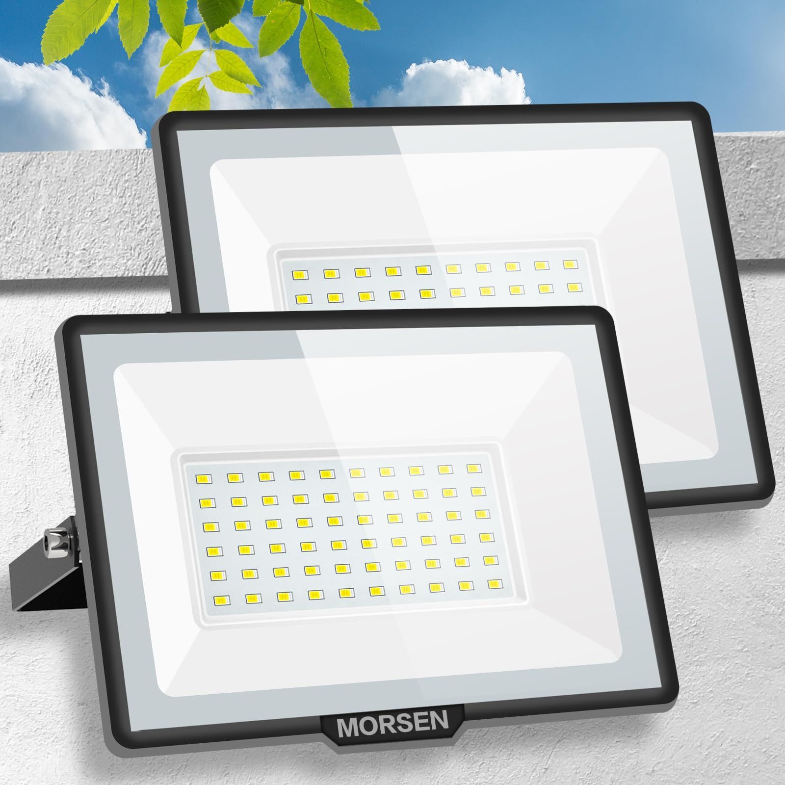 新品 【2024最新設計超軽量・超薄型】MORSEN led投光器 60W 投光器 8000LM 投光器屋外 100v 灯光器 作業灯 外灯 ...