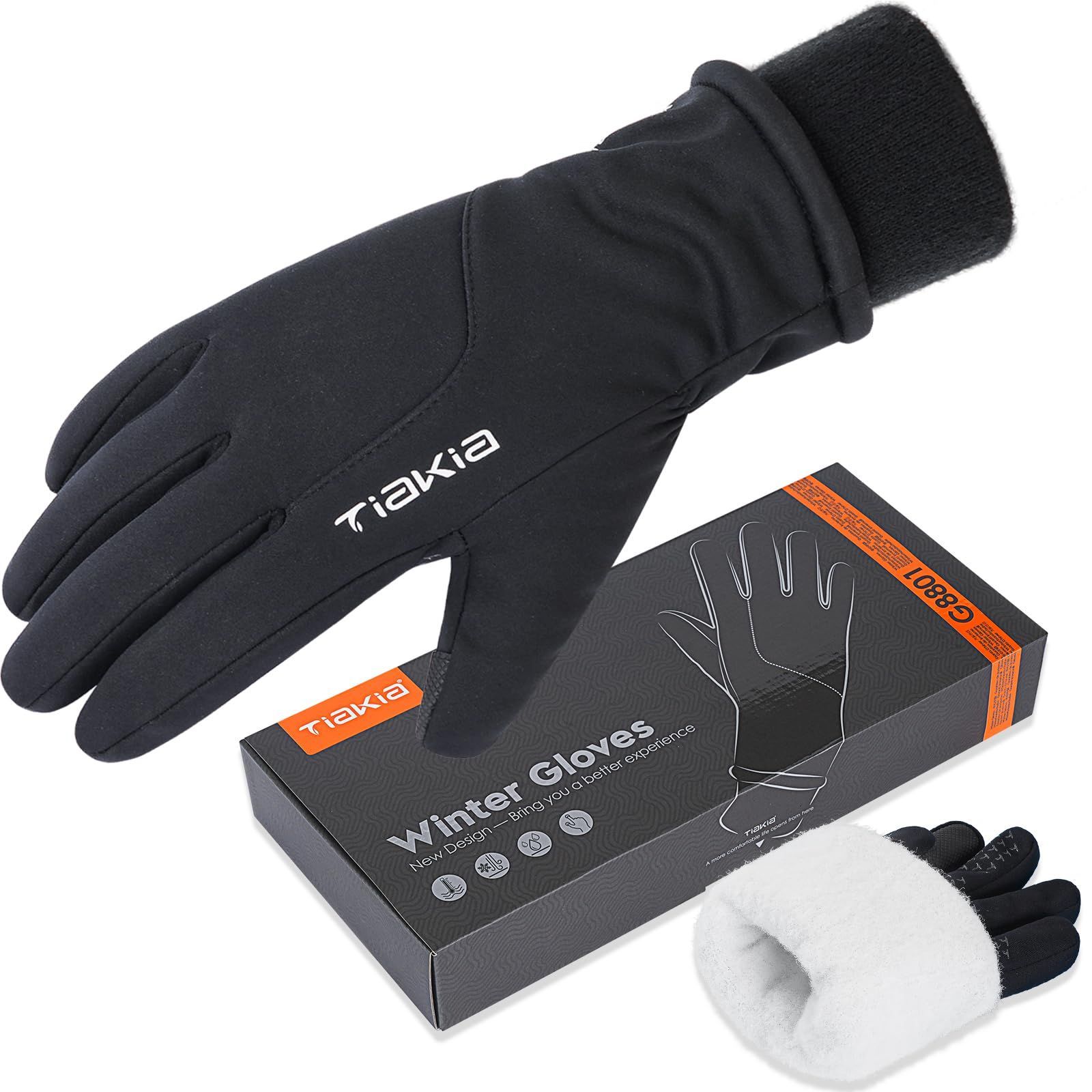 Tiakia 防寒 手袋 防水 グローブ 自転車 防風手袋 バイク長指グローブ 登山 アウトドア スポーツグローブ保温 裏起毛 作業 冬用 耐磨耗性 男女適用 通勤 通学 防滑 通気性優れ ...