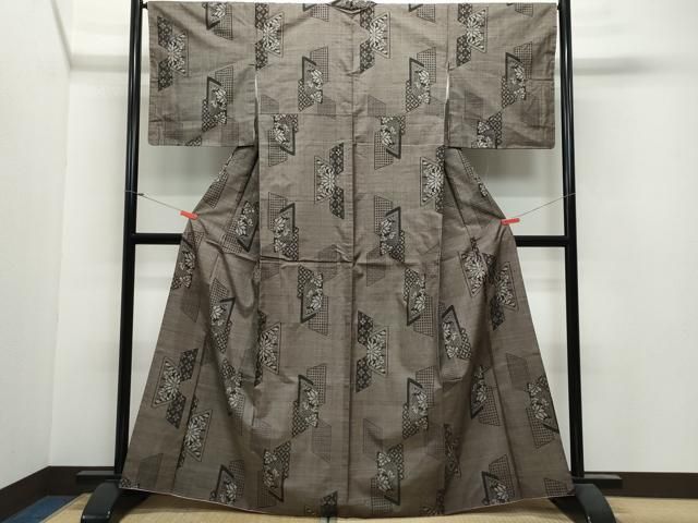 平和屋着物○本場大島紬 訪問着 9マルキ 立涌間道 正絹 逸品