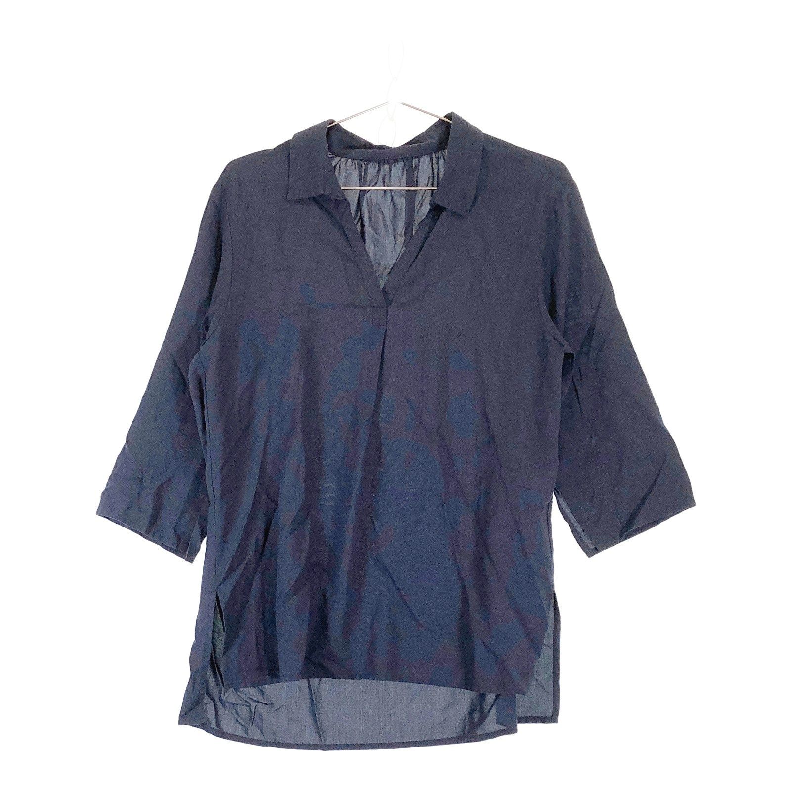 A/C DESIGN BY ALPHA CUBIC エーシーデザインバイアルファキュービック 11R L相当 ネイビー プルオーバー七分袖ブラウス 七分袖ブイネックブラウス - メルカリ