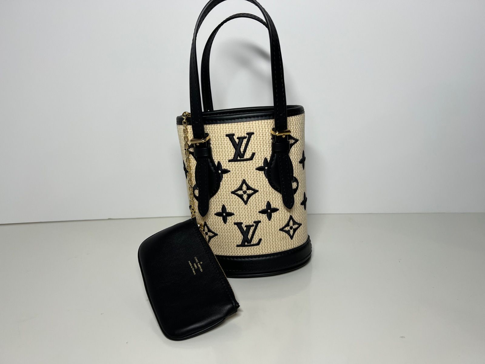 ルイ ヴィトン ナノ バケット 2Way 斜め掛け ハンドバッグ コットン