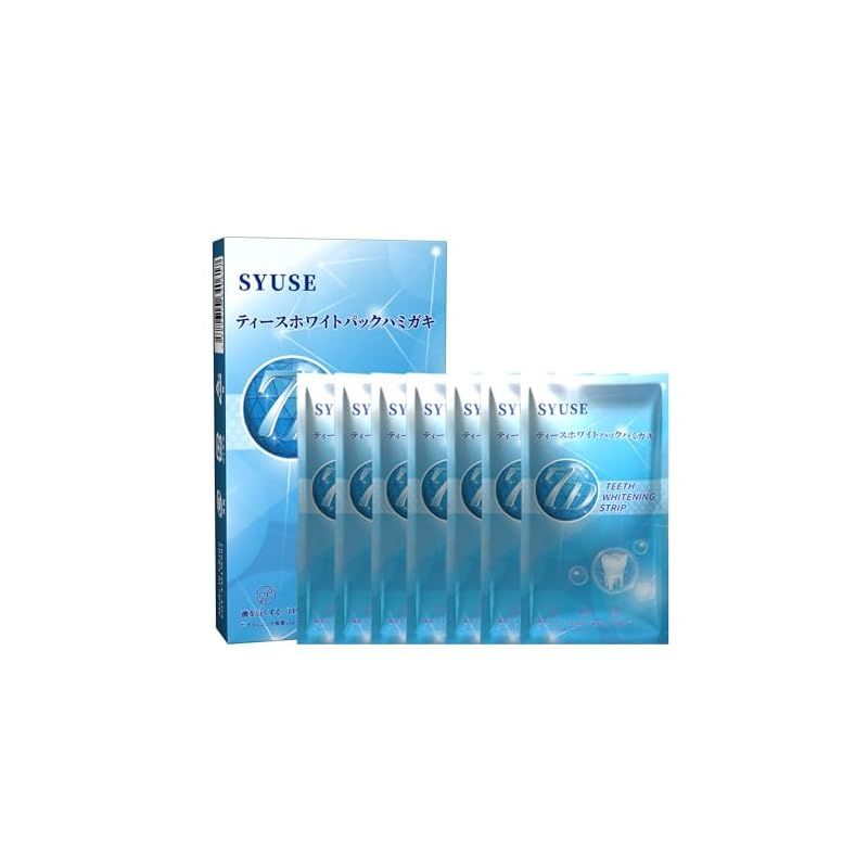 SYUSE ホワイトニングシート 歯のホワイトニング 自宅 ホームホワイトニング ティースケアパック ハミガキ シート 歯の黄ばみ 除去 teeth whitening 7日分 14枚入り 0 ...