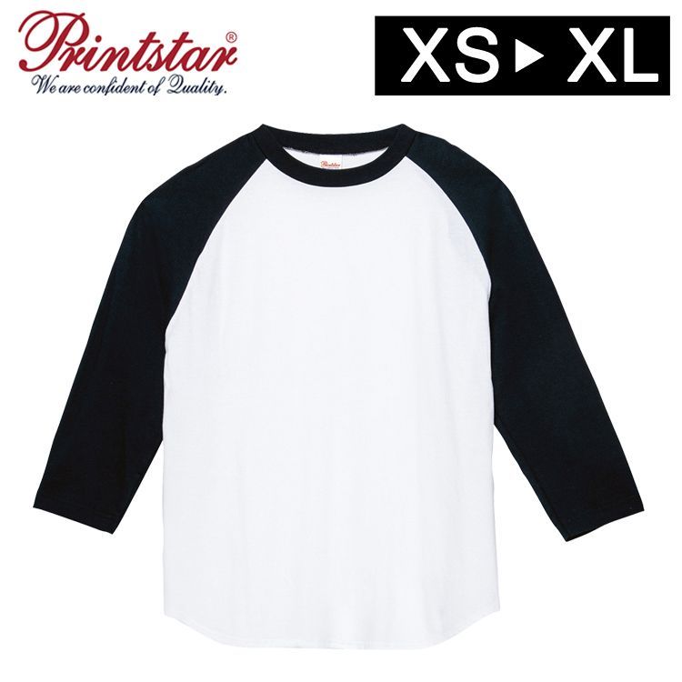 【新品】 5.6オンス CRB ヘビーウェイト ベースボール Tシャツ ホワイト×ブラック 黒 Mサイズ 00107 プリントスター Printstar 無地 ラグラン チーム ユニフォーム ...
