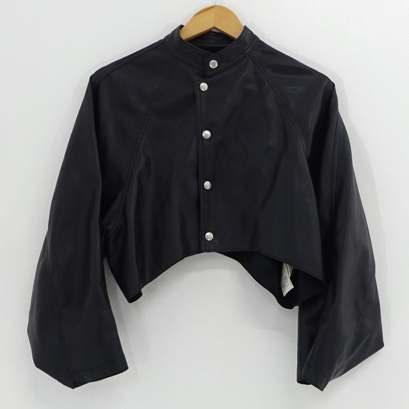 【三重店】AMERI｜アメリ ROUND SHORT FAKE LEATHER JACKET ラウンド ショート フェイクレザー ジャケット ブラック 01220630350 サイズ:F ...