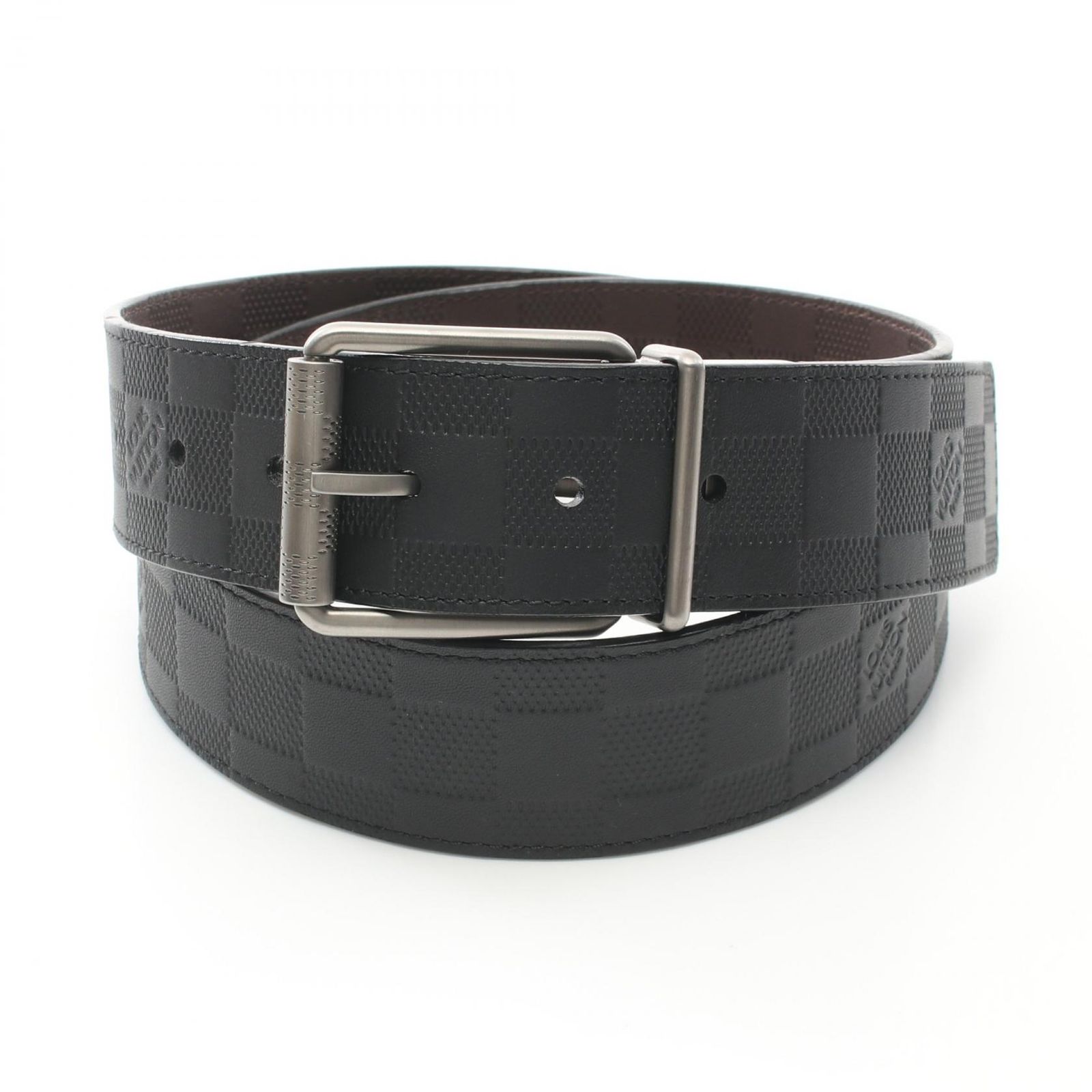 美品』LOUIS VUITTON レザーベルト ブラウン/ブラック 美品△LOUIS