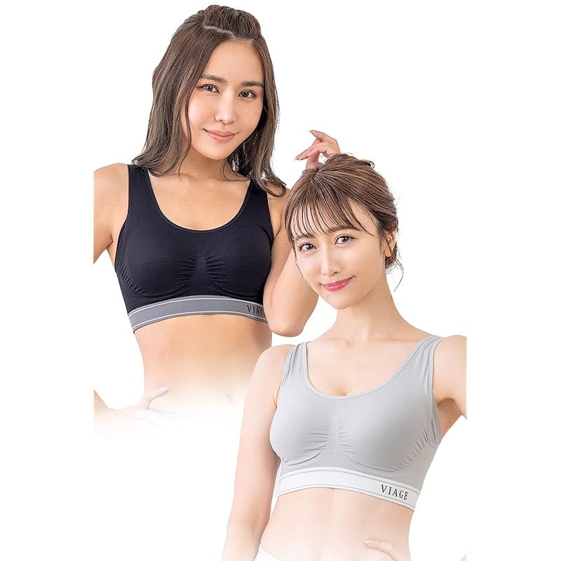VIAGE (ヴィアージュ) ビューティアップ ナイトブラ 2枚セット (ブラックグレー/クールグレー, LL) 全6サイズ 脇高設計 ノンワイヤー 背面着圧設計 締付け感なし - メルカリ
