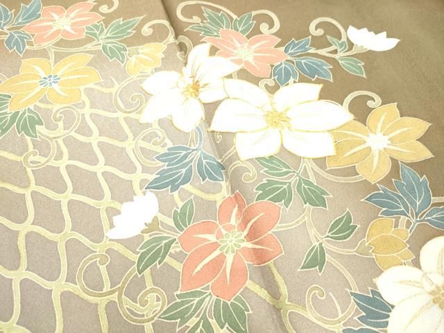 平和屋着物○訪問着 駒刺繍 立涌花唐草文 暈し染め 金彩 正絹 逸品