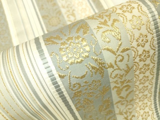 平和屋本店■極上　本場筑前博多織　草木染　手織工房　染匠：小森久　全通柄袋帯　如水間道　金糸　証紙付き　逸品　DZAA1883kh4 平和屋本店□極上 本場筑前博多織 草木染 手織工房 染匠：小森久 全通