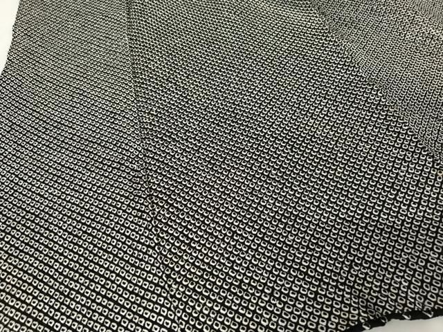 平和屋着物○大変加工の良い小紋 総絞り 黒地 正絹 逸品 AABA4520np