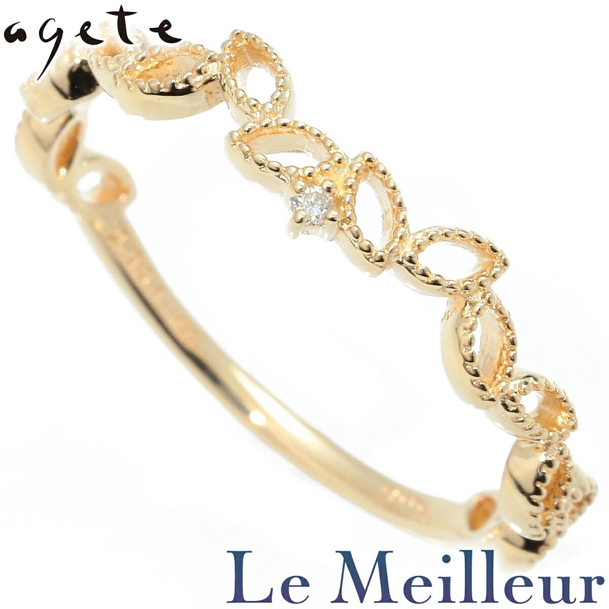 アガット リーフデザインリング 指輪 ダイヤモンド K10 9号 agete 中古 プレラブド 返品OK - メルカリ