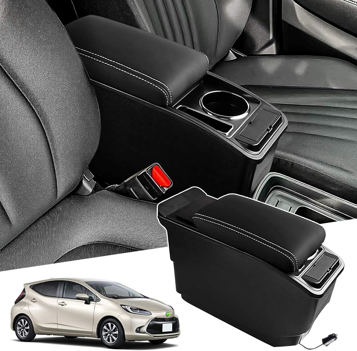 Auto Spec トヨタ 新型アクア 車用アームレスト B/Xグレード AQUA 2代目 R3.07～現行 コンソールボックス 車内収納 ...