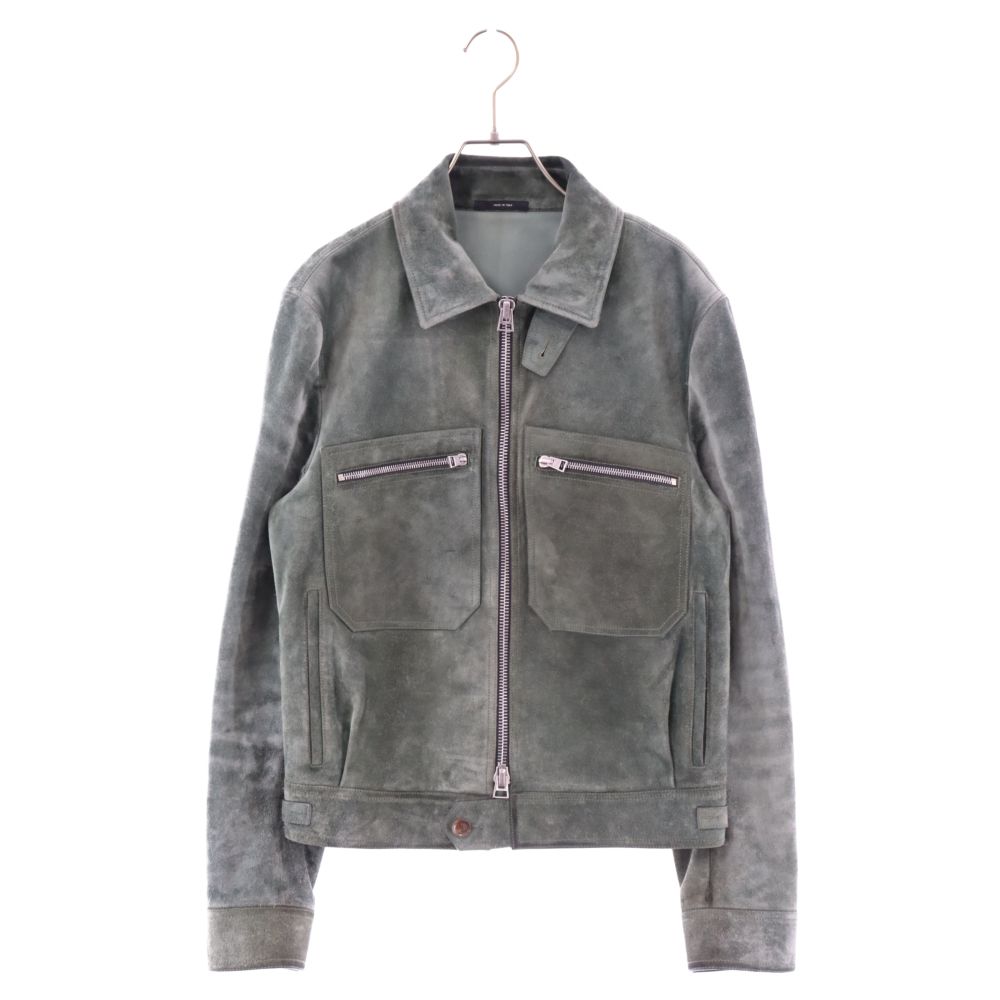 TOM FORD (トムフォード) 17AW Suede Leather Jacket スウェードレザージャケット グリーン BN417 ...