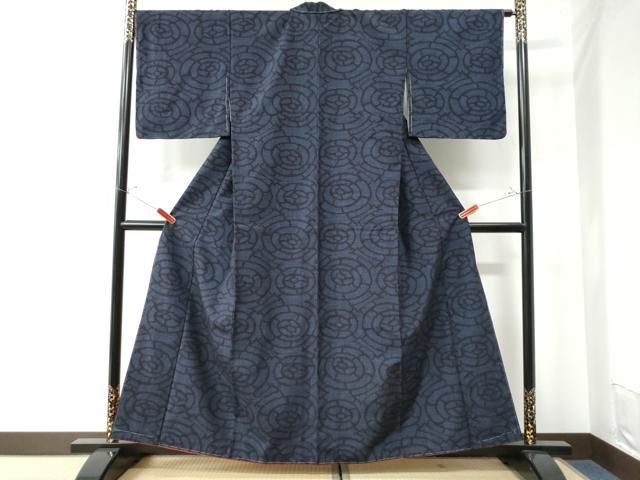 平和屋着物○結城紬 80亀甲 網目花文 正絹 逸品 AAAZ3139np 平和屋着物