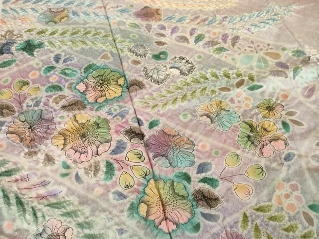 平和屋着物○伯河貞雄 訪問着 辻が花 絞り 暈し染め 銀通し地 正絹