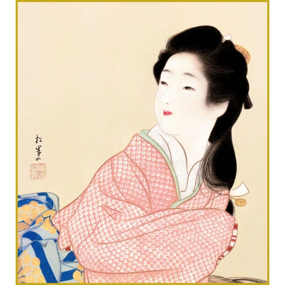 【色紙】 上村松園「娘深雪」複製画 色紙 特殊工芸画 人物 美人画 日本画 名作 絵画 美術品 レプリカ SKS-K10-010 - メルカリ